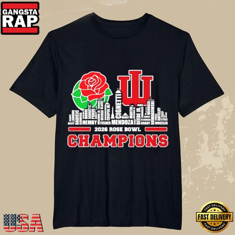 2026 Rose Bowl Champion Indiana Hoosiers City Skyline with All Names T ...