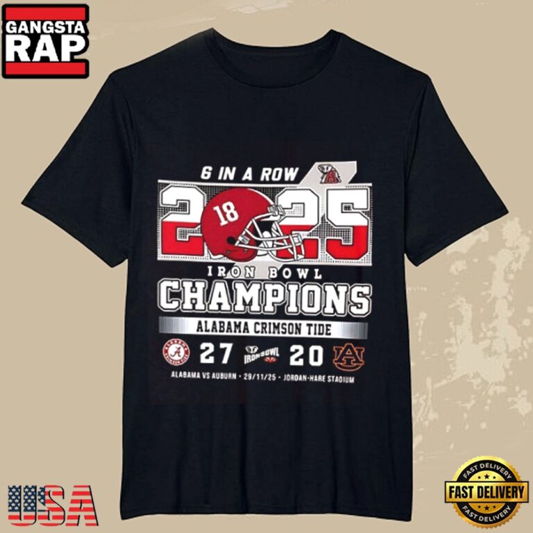 Alabama Crimson Tide Iron Bowl Champions 2025 6 In A Row Players Word ...